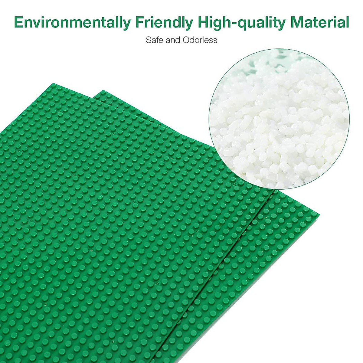 Lekebaby Classic Baseplates 10 x 15 in for Building Bricks 100% Compatible with All Major Brands-Baseplate, Playing and Displaying Creations, Building Base Accessory for Kids and Adults 2 Pack（Green）