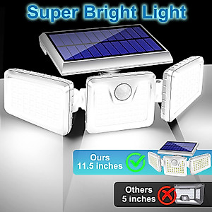 AmeriTop Solar Lights Outdoor -2 Pack, 800LM 128 LED 6500K Motion Sensor Lights Cordless ; 3 Adjustable Heads, 270° Wide Angle Illumination, IP65 Waterproof, Security LED Flood Light (Daylight)