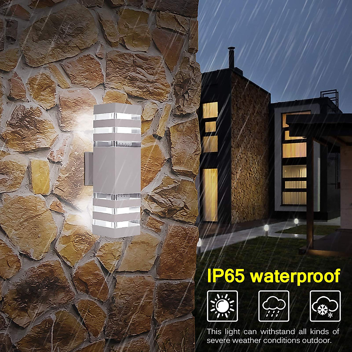 AOZBZ Modern Outdoor Wall Light, Waterproof Wall Mount Light Fixtures, Up Down Dual Head Lighting Source, Porch lights for Courtyard Garden Corridor (2 pack)