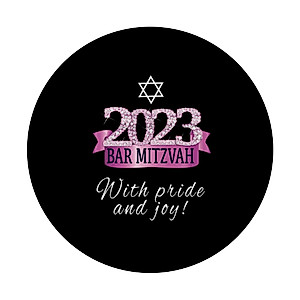 Bar Mitzvah 2023 I With Pride & Joy I Pink Banner Decor PopSockets Standard PopGrip