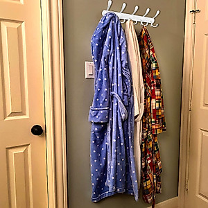 Qihtldsy Coat Rack Wall Mount, Stainless Steel Coat Hooks, 5 Tri Hooks, Heavy Duty Hook Rail for Coat Hat Towel Bag Purse Robes Bedroom Kitchen Bathroom Entryway, White