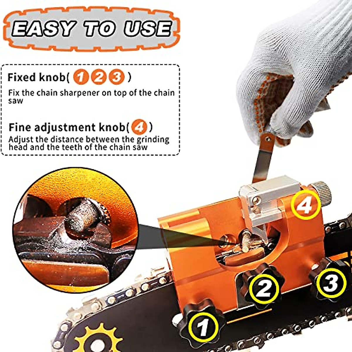 Chainsaw Sharpening Kit, Fast Chain Saw Shaperener Tool, Portable Chainsaw Sharpening Jig, Hand Crank Chainsaw Blade Sharpener, Electric Chainsaw File/Sharpener Accessories for All Kinds of Chain Saws