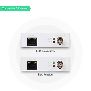 【Upgraded】 LINOVISION POE Over Coax EOC Converter+ Mini Passive 2 Port POE Extender IP Over Coax Max 3000ft Power and Data Transmission Over Regular RG59 Coaxial Cable