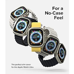 Ringke Slim [No More Discoloration / 2 Pack] Compatible with Apple Watch Ultra 2 Case and Designed for Apple Watch Ultra Case, Solid Transparent Cover + Extra Color - Clear + Titanium Gray
