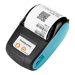 Tangxi Thermal Printer, PT - 210 Wireless Portable Receipt Printer DC 9V / 2A Bluetooth Thermal Bill Printer 203DPI Interface Power Jack Mini USB Support Bluetooth 4.0, Android, iOS and Windows(Blue)