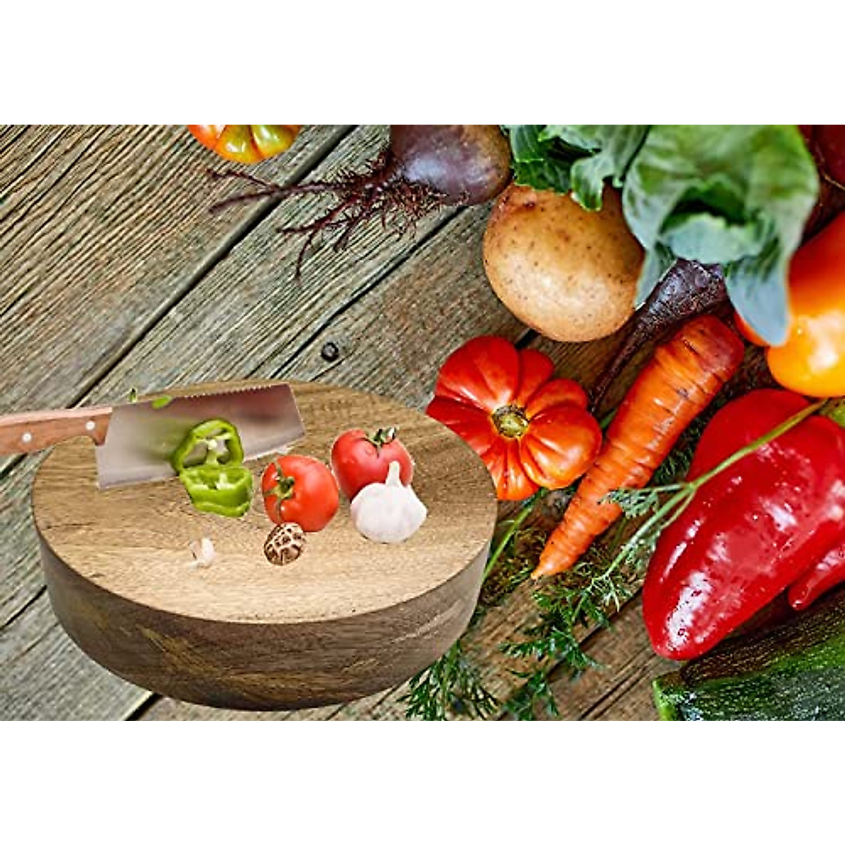 Cutting Boards Wood Handcrafted Barker Butchers Block Round Chopping Boards 11 Inches Diameter Height 3 Inch Cutting Board 27cm X 27cm X 4cm) (Medium) (Large)