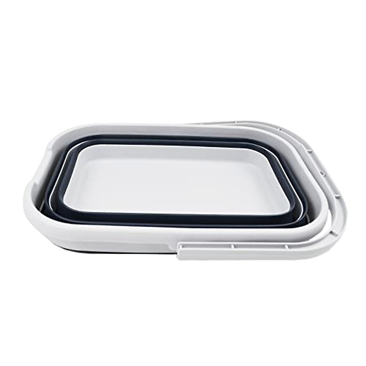 SAMMART 12L (3.1 Gallon) Collapsible Rectangular Handy Basket/Bucket (Grey/Slate Grey)