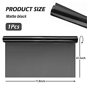 12 X 48inch Car Light Tint Film, Cuttable&Stretchability Car Headlight Taillight Fog Light Vivid Vinyl Wrap Protector,Non-Marking Self-Adhesive Decals Car Decor (Matte Black)