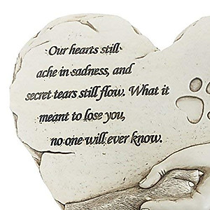 Heart Shaped Pet Memorial Stone Grave Marker for Dog or Cat, Pet Dog Garden Stone for Outdoor Backyard Patio or Lawn,Syampathy Pet Dog Loss Gifts (Paw Print Stone),9.6"x9.5"