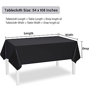 ZGORENDZ 2 Pack Rectangle Tablecloths 54 x 108 Inch Water Resistant Tablecloths Disposable Fabric Table Cover for Dining Table, Buffet Party and Camping, Black
