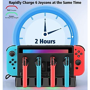 Switch Charging Dock Station with Charging Cable for Nintendo & Switch OLED Game Console, Joycon Charging Dock for Nintendo Switch, Must Have Switch Controller Joycon Charger Accessories for Gamer