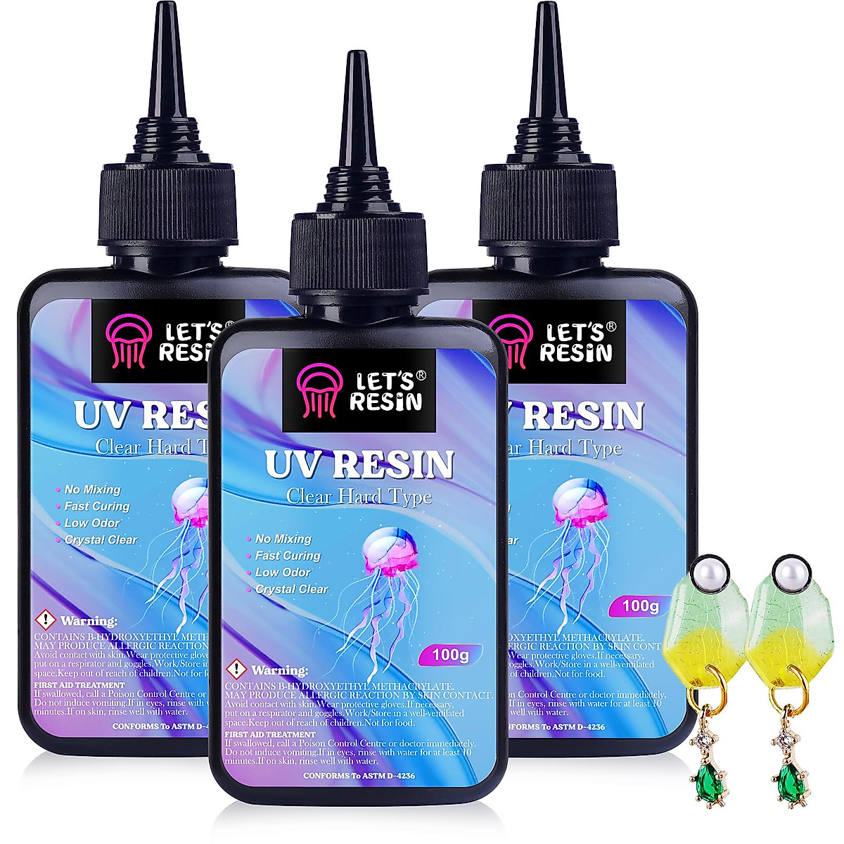 LET'S RESIN UV Resin, 300g Low Viscosity Crystal Clear Thin UV Resin Kit, Quick-Curing & Low Shrinkage Ultraviolet Epoxy Resin for Crafts, Casting, UV Resin Molds