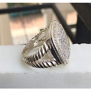 Gempara Designer Inspired 17 x 17mm Simulated 1.53ctw Pavé Diamonds Albion Ring Size 7 8 9 (6)