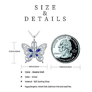 CHENGHONG Butterfly Urn Necklace for Ashes 925 Sterling Silver Cremation Jewelry for Ashes for Human Keepsake Memorial Jewelry for Ashes Opal Butterfly Pendant Jewelry Christmas Gifts for Women