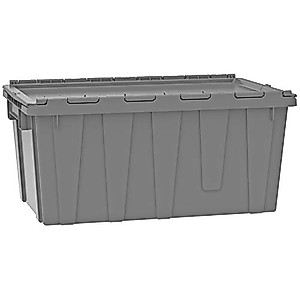Buckhorn AR2717120209000 Industrial Plastic Stackable Storage KeepBox Tote Container with Hinged Attached Lid, 27-Inch L x 17-Inch W x 12-Inch H, Blue