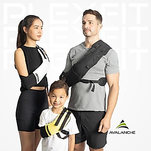 PLEXFIT Athletic Arm Sling Class A Medical Device - Shoulder Sling Immobilizer for Injury Support - For Elbow & Wrist Too - Men & Women (Large Right, Black)