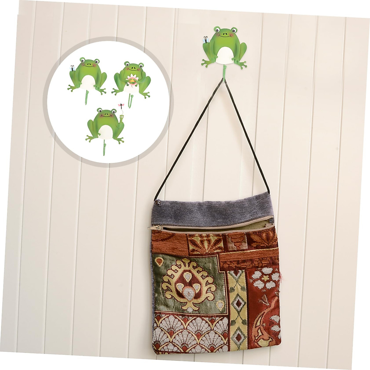 STOBAZA Coat Hanger Hooks Key Storage Hook 3pcs Frog Hook Wall Decoration Iron Key Animal Wall Storage Hook Towel Hook