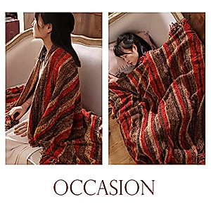 patdrea Throw Blanket Knitted Textured Throw Blanket Farmhouse Soft Cozy Warm Couch Blanket (Red, 49“×69”)