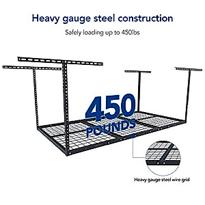 FLEXIMOUNTS 3x6 Overhead Garage Storage Adjustable Ceiling Storage Rack, 72" Length x 36" Width x 40" Height, Black