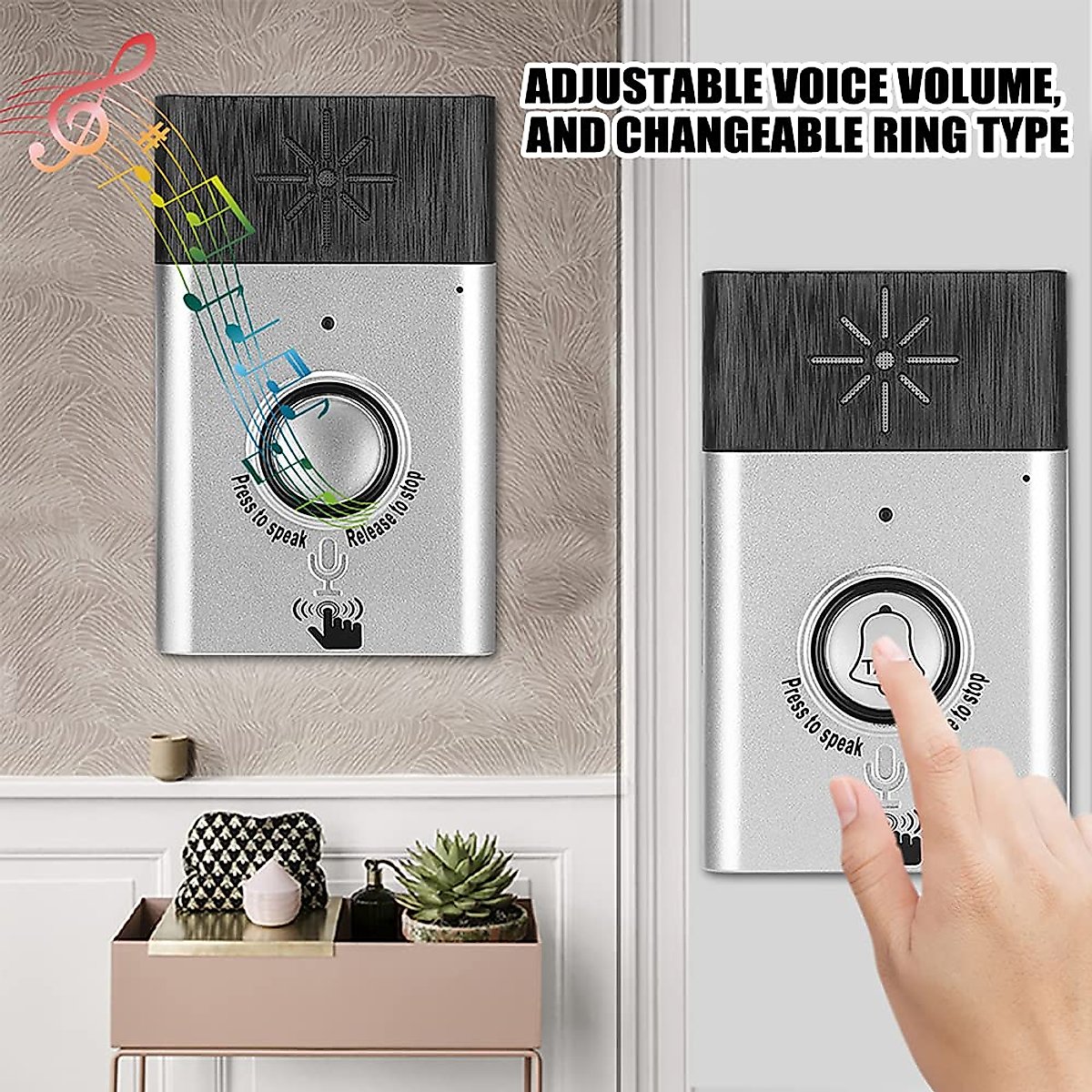 Tosuny Wireless Voice 2Way Intercom Doorbell with Builtin Speaker, Home Security Access Control System with 6 Months Long Standby time, Door Chime