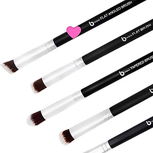 Kabuki Nose Contour Brush - Beauty Junkees Mini Flat Angle Contouring Makeup Brushes, Small Angled for Sculpting, Bronzer, Highlighter with Liquid Cream Powder Cosmetics, Dense, Vegan Synthetic