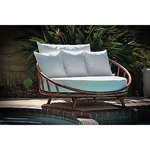 Zew Daybed Outdoor Indoor Large Accent Sofa Chair Lawn Pool Garden Seating with Cushion and Pillows Espresso Bamboo Round Sofabed v.2021