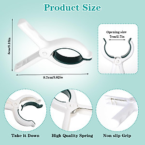 Tyqour 8 Pack Beach Towel Clip, 3.8 Inch Heavy Duty Clothes Pins, Pool Towel Clips for Beach Chairs Cruise, Towel Chair Clips, Large Strong Laundry Clips Keep Towel from Blowing Away