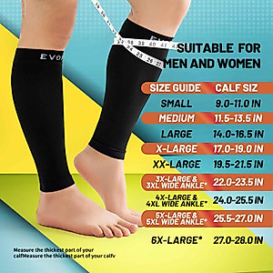 EVOPLECI 15-20mmHg 1 Pair Men and Women Wide Calf Sleeve Brace Compression Socks for Leg Support, Pain Relief