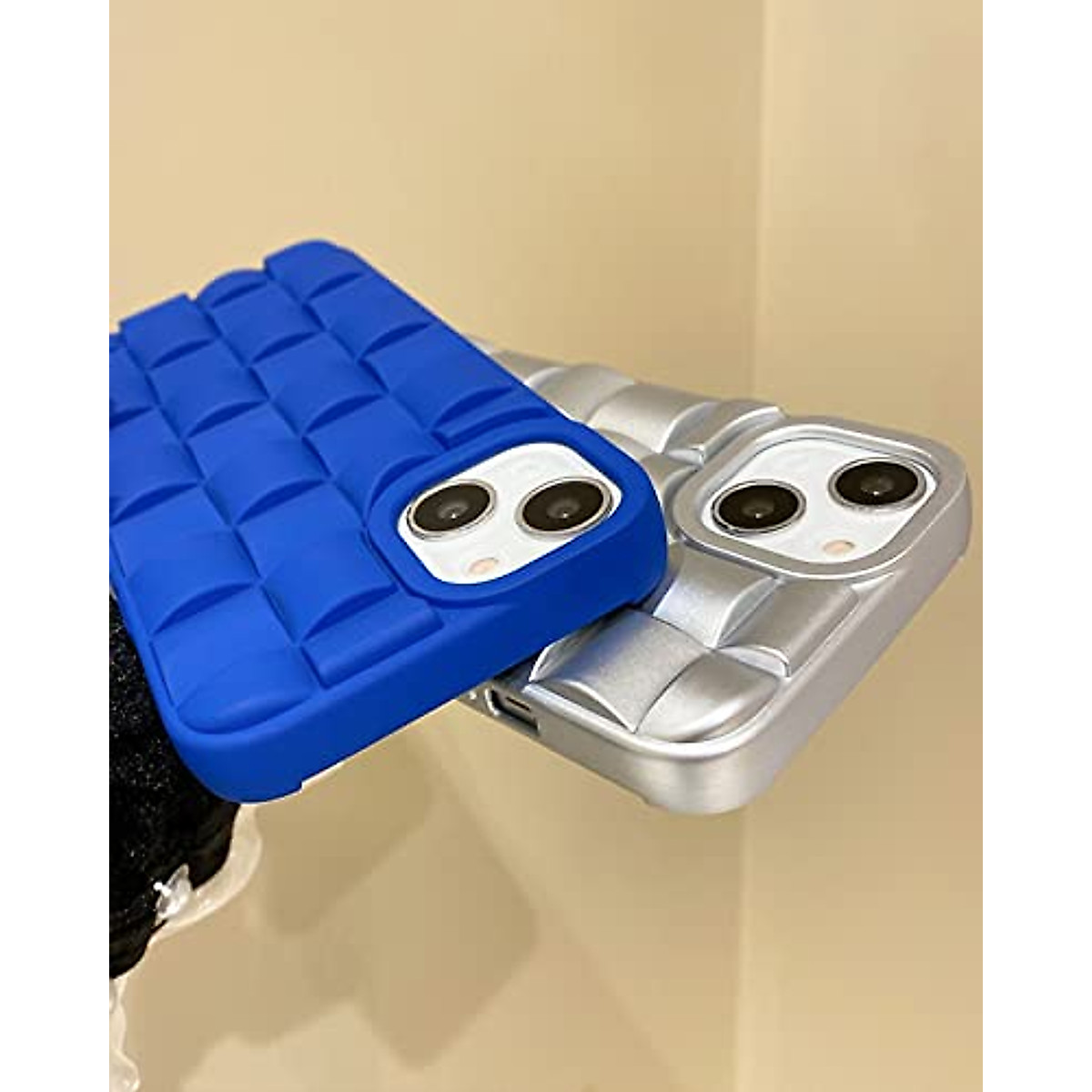 Ginkgonut Compatible with iPhone 13 Case or iPhone 14 Case for Women/Girls, Cute 3D Laid Desgin Soft Silicone Shockproof Raised Bumper Corners Case for iPhone 13 / iPhone 14（Silver）