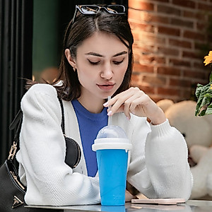 Slushie Maker Cup,FUROLD Frozen Magic Squeeze Cup Slush Cup DIY Slushies Cup Smoothies Double Layers , Homemade Slushie Machine w/ Straw and Spoon, Ice Cream Maker Cool Stuff Gifts for Kids & family