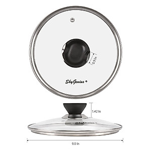 9 inch Tempered Glass Lid for Instant Pot - 6 Quart, Universal Pan or Pot Cover W/Spoon Holder