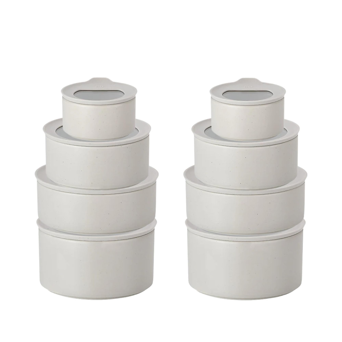 Neoflam FIKA One 16-Pieces Kitchen Reusable Porcelain Ceramic Food Container with Glass Lid, Microwave, Oven, Dishwasher Safe Fridge Storage for Leftover, Meal Prep Organization (Cream White)