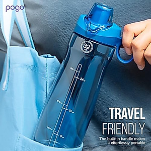 Pogo BPA-Free Tritan Plastic Water Bottle with Soft Straw, 32 Oz, Blue