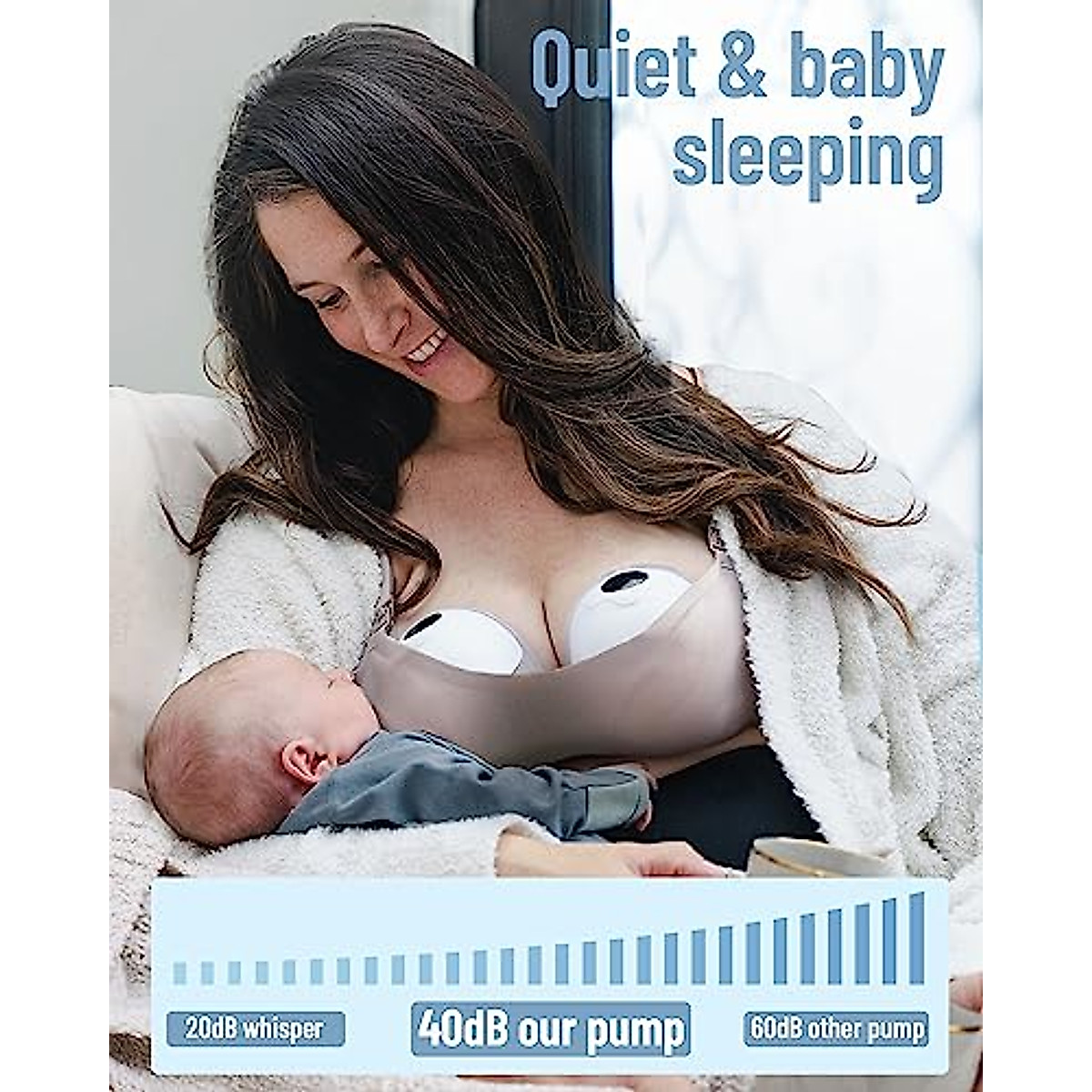 Opnmina Wearable Hands-Free Breast Pump, Double Electric Breast Pumps, Breastfeeding for Mom Wireless & Portable,with Precision LCD Display – 2 Pack White