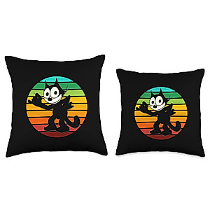 Felix Cartoon Cat Retro Rainbow Sunset Sly Smiling Felix Tee Throw Pillow