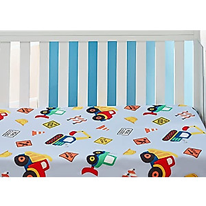 Everyday Kids 2 Pack Fitted Boys Crib Sheet, 100% Soft Breathable Microfiber Baby Sheet, Fits Standard Size Crib Mattress 28in x 52in, Nursery Sheet - Construction/Gold