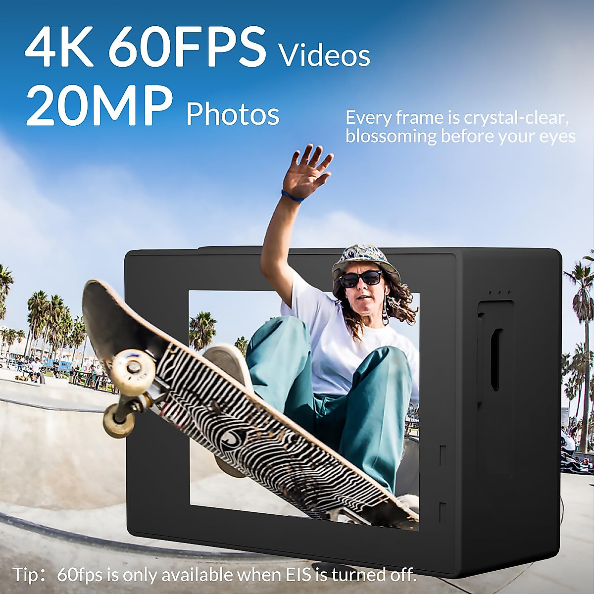 icefox Action Camera 4K 60FPS 20MP,131FT Underwater Camera with EIS,App Support Video&Photo Editing,Waterproof Camera Remote Control
