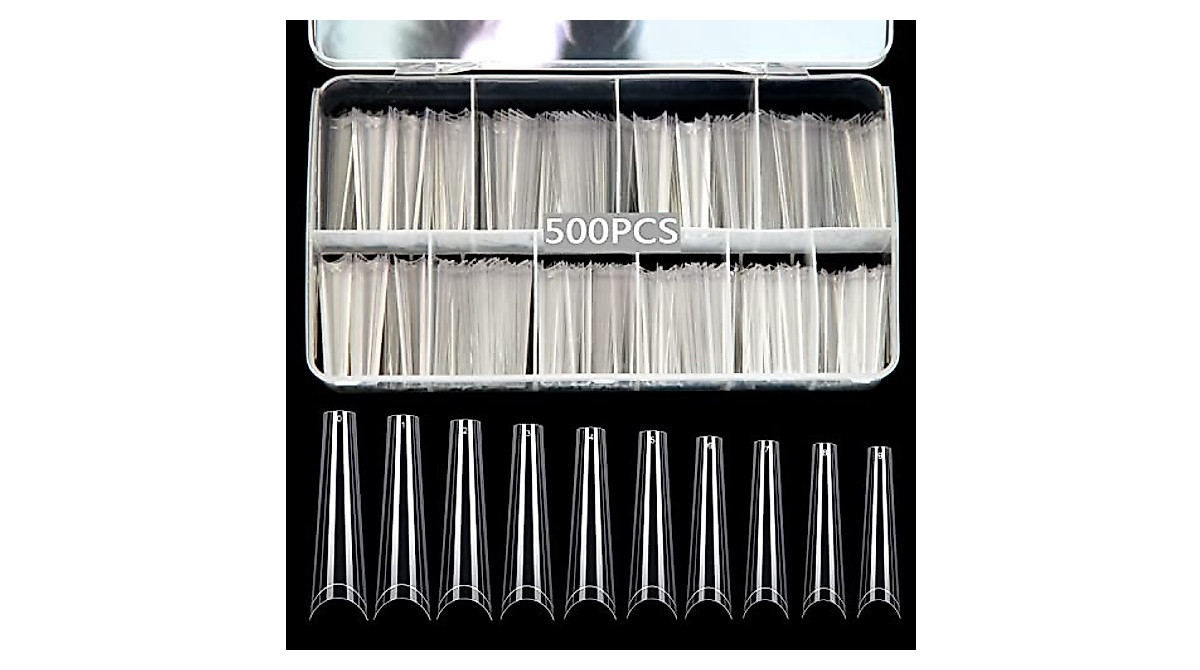 XXL No C Curve Coffin Nail Tips - Acrylic & DIY Nail Art Set