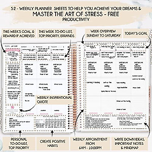 Manifestation Planner - Undated Deluxe Weekly & Monthly Life Planner to Achieve Your Goals. A 12 Month Journey to Increase Productivity, Organizer & Gratitude Journal and Stickers