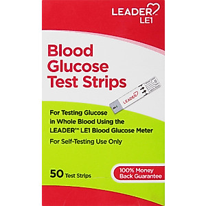 LEADER Blood Glucose Test Strips for Diabetes, No-Coding, Fast, Accurate Results, Use with LEADER Blood Sugar Monitoring System, 50 Diabetic Test Strips