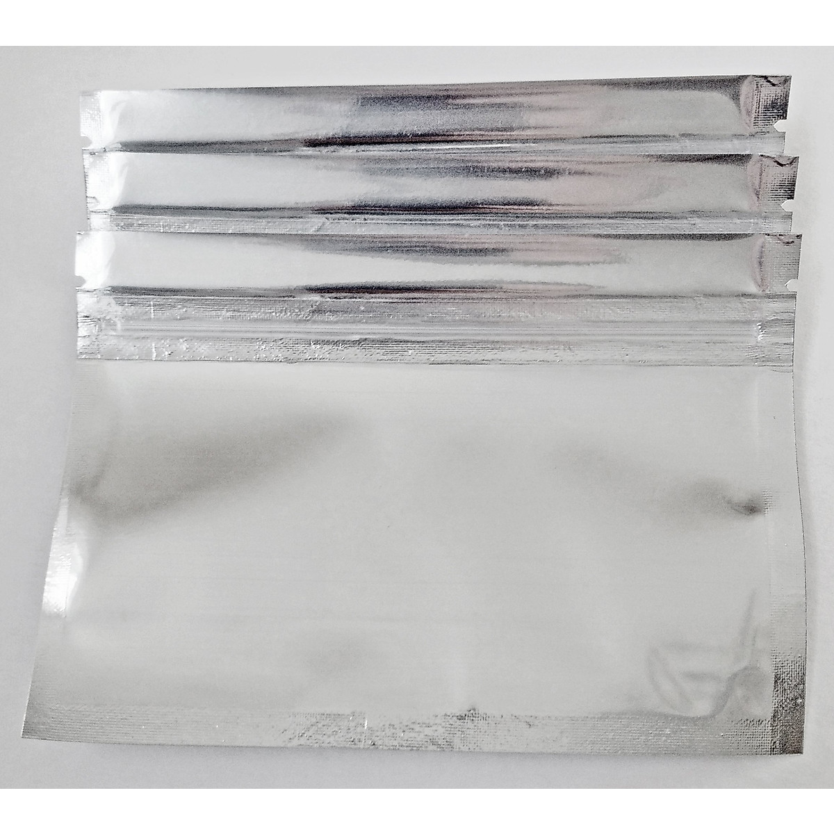 (Clear/Silver 5x3.5 Inches) Mylar Foil Pouches Wide Opening Zipper Style Heat Seal Bags, Safe Food Storage, Smell Proof Product Packaging, Reusable Survival Storage Herbs Seeds Tea Coffee Snacks (100)
