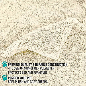 PetAmi Fluffy Waterproof Dog Blanket Fleece | Soft Warm Pet Fleece Throw for Small Dogs and Cats | Fuzzy Furry Plush Sherpa Throw Furniture Protector Sofa Couch Bed (Beige Cream, 24x32)