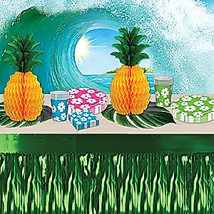 Beistle 2 Piece Tissue Pineapples Luau Centerpiece Party Decorations, 12", Yellow/Green