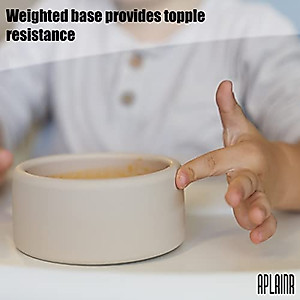 APLAINR Weighted Silicone Baby Led Weaning Supplies First Feeding Set | Includes Plate Bowl and Cup (Cream)