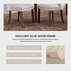 Qtivii Velvet Dining Chairs Set of 6, Tufted Dining Room Chairs with Button Back, Nailhead Trim, Upholstered Dining Chairs for Kitchen, Bedroom, Restaurant (Beige)