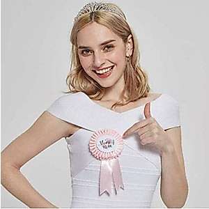 Daddy to be & Mom to be Tinplate Badge Pin - Baby Shower Button New Dad Gifts Gender Reveals Party Baby Girl Pink Rosette Button Baby Celebration (Pink)