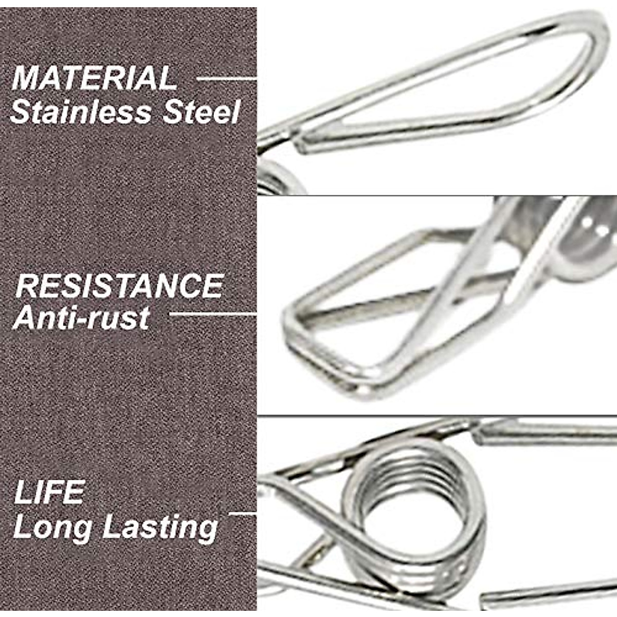 Home-X Clothes Pins 40 Pack, Metal Pins, Multi-Purpose Stainless Steel Wire, Cord Clothes Pins Utility Clips, Hooks for Home/Office-2 inch
