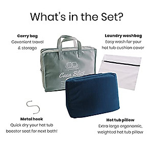 Weighted Hot Tub Booster Seat for Adults Giftable Set + Accessories; 15x13 Non-Slip Quick Dry Hot Tub Seats with Study Handles & Washable Mesh Cover; Bonus Gift Bag, Laundry Net, Metal Hook