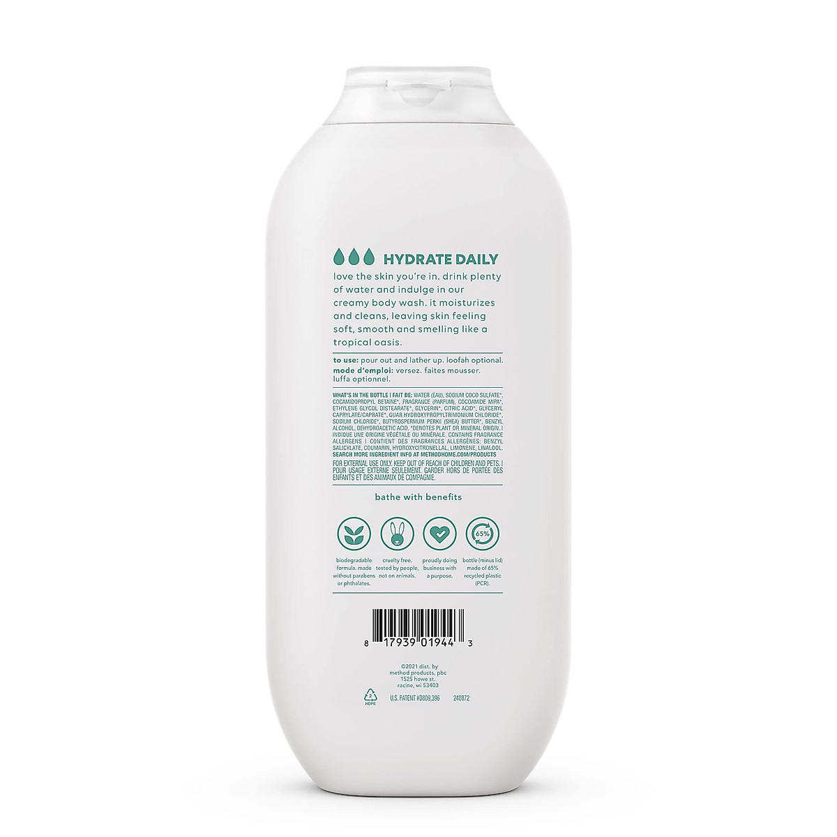 Method Hydrating Body Wash, Coconut Milk, Paraben and Phthalate Free, 18 oz (Pack of 1)