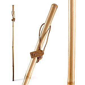 Brazos Rustic Wood Walking Stick, Bamboo, Traditional Style Handle, for Men & Women, Made in the USA, Tan, 55"